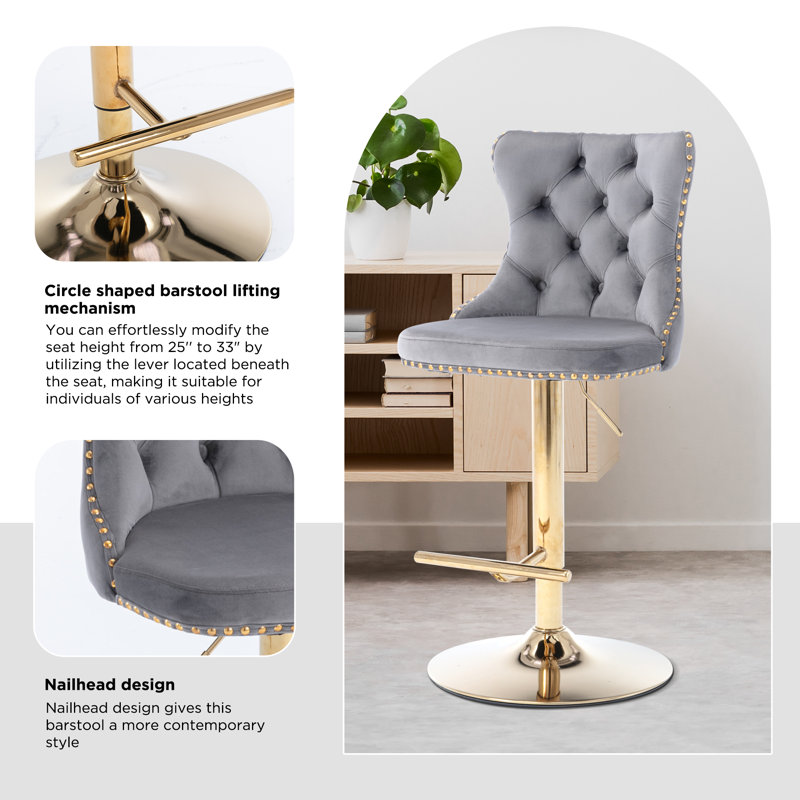 Everly Quinn Aimili Swivel Adjustable Height Stool & Reviews | Wayfair